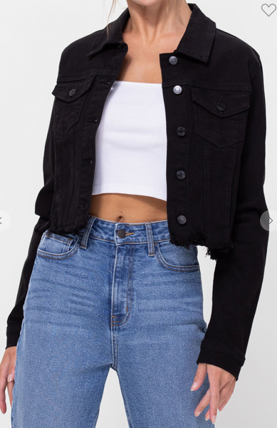 EM12003 BLACK CROP JACKET – Etienne Marcel Denim