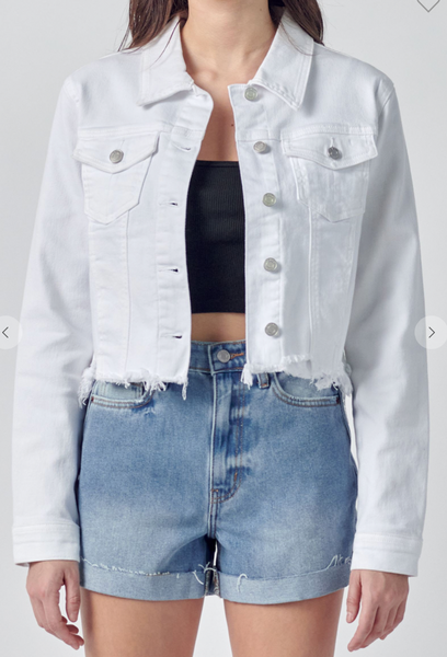EM12003 WHITE CROP JACKET – Etienne Marcel Denim